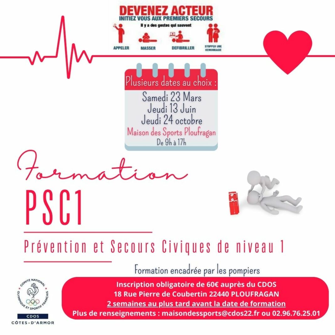 CDOS 22 - Formation PSC1 en 2024 - Comité de Bretagne de Cyclisme